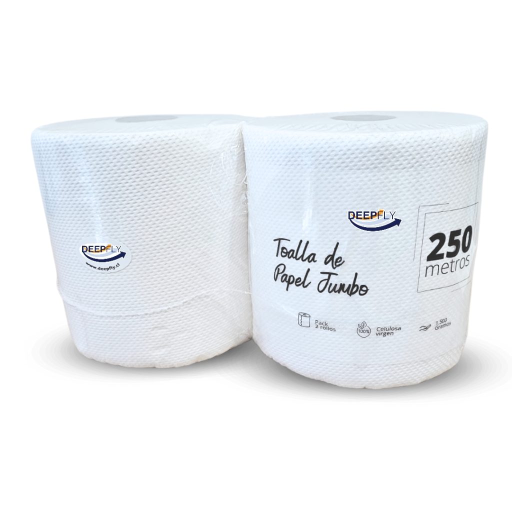Pack 2 rollos toalla de papel no prepicada 250 mts - DEEPFLY